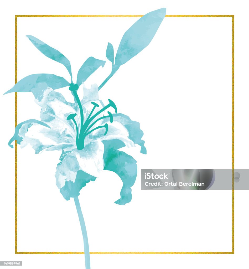 Minimalistic Design With Water Color Lily Silhouette Vector Stock