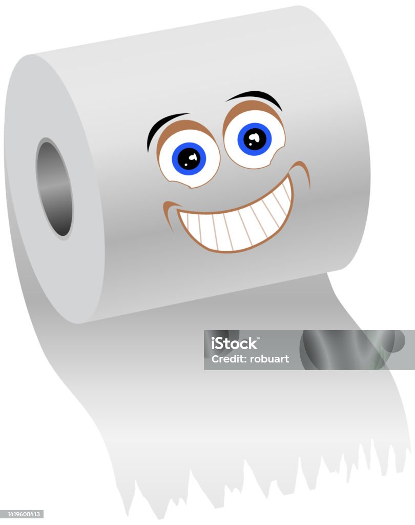 Cartoon Smiling Funny Toilet Paper Paper Product Is Used For Sanitary And Hygienic Purposes