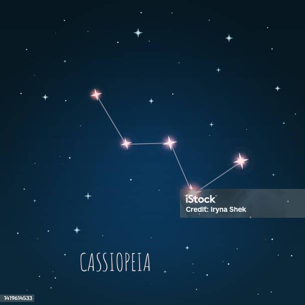 Vector Illustration Of Cassiopeia Constellation Stock Illustration