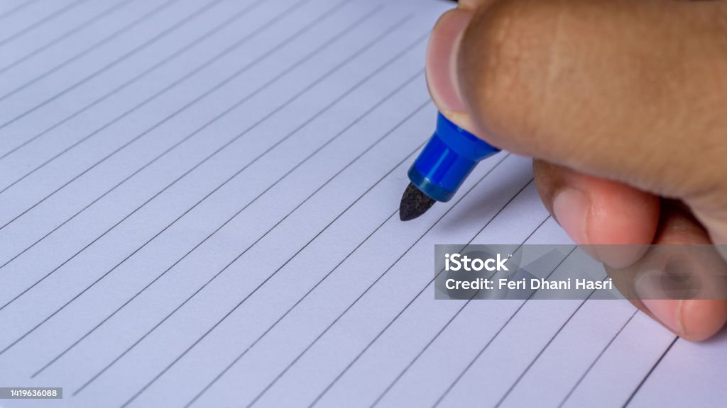 Blue Whiteboard Marker On Note Paper Hand Writing On Paper Stock Photo ... Blue Whiteboard Marker On Note Paper Hand Writing On Paper Stock Photo ...