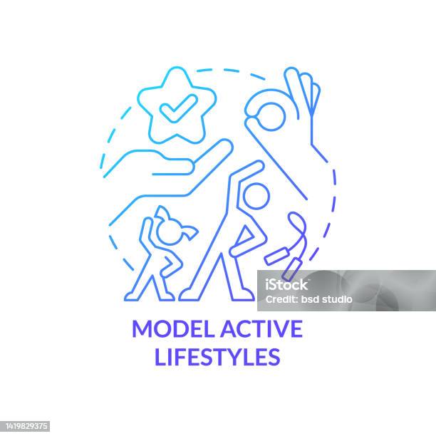 Modèle De Style De Vie Actif Icône De Concept Dégradé Bleu Vecteurs