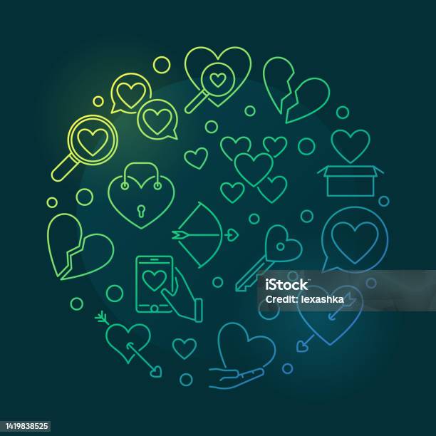 Broken Love Vector Round Colored Outline Illustration Stock ... Broken Love Vector Round Colored Outline Illustration Stock ...