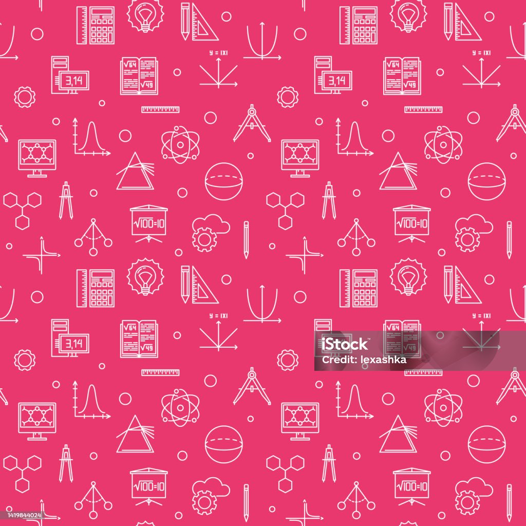 Stem Education Vector Outline Seamless Pattern向量圖形及更多stem 主題圖片 Stem