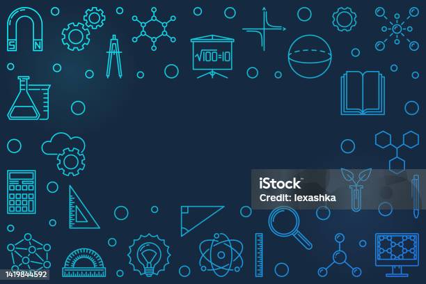 Stem Blue Line Frame Vector Science Colored Outline Illustration Stock ... Stem Blue Line Frame Vector Science Colored Outline Illustration Stock ...