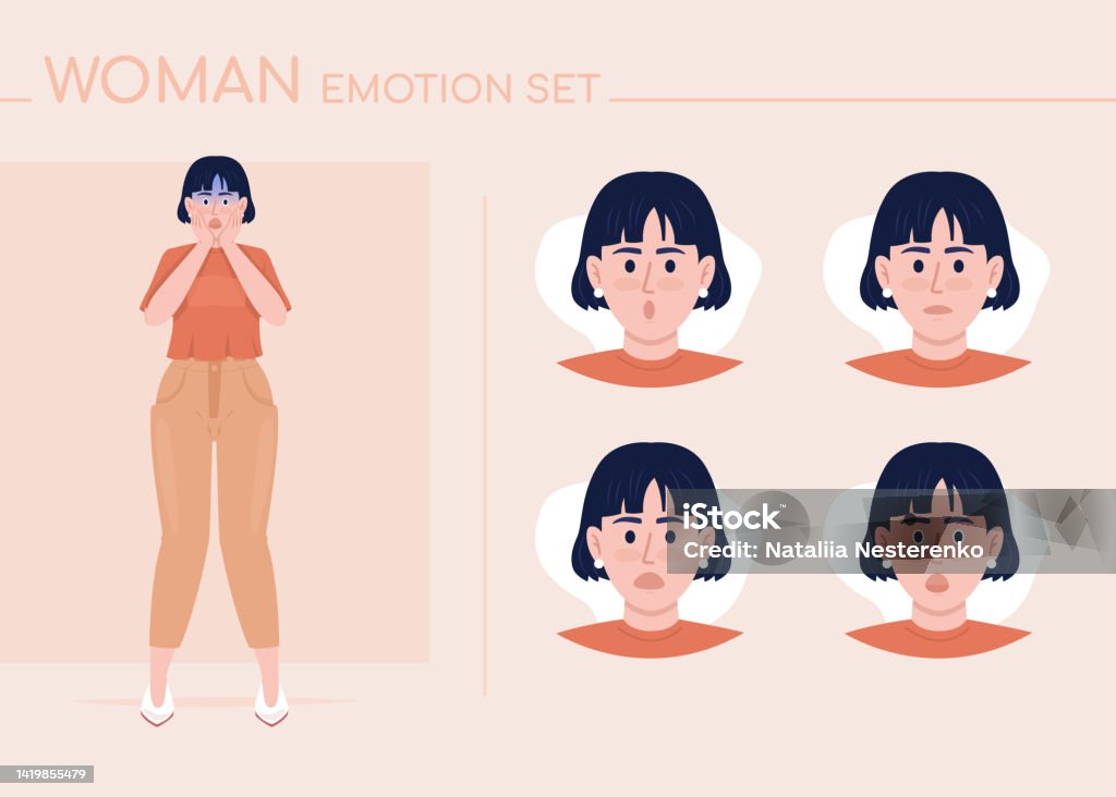 Ilustración de Confundida Joven Semi Plana Color Personaje Emociones ... Ilustración de Confundida Joven Semi Plana Color Personaje Emociones ...