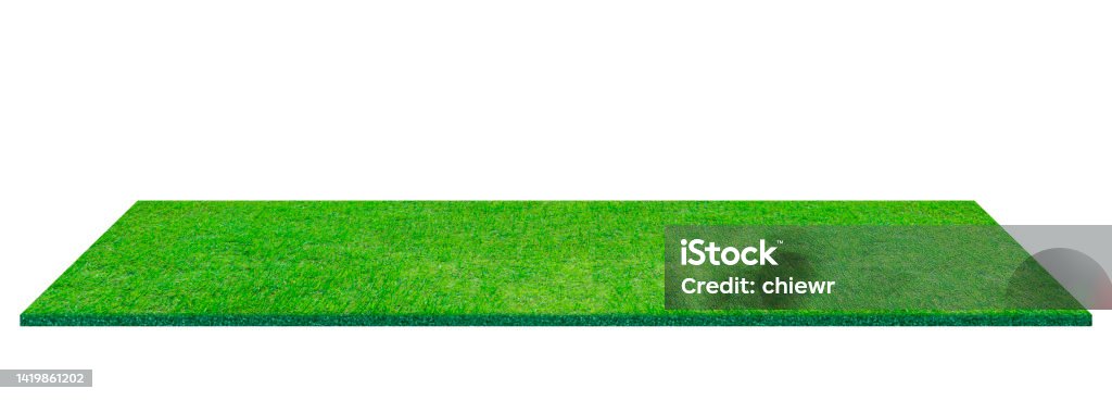 Green Grass Field Isolated On White Background For Sports Background