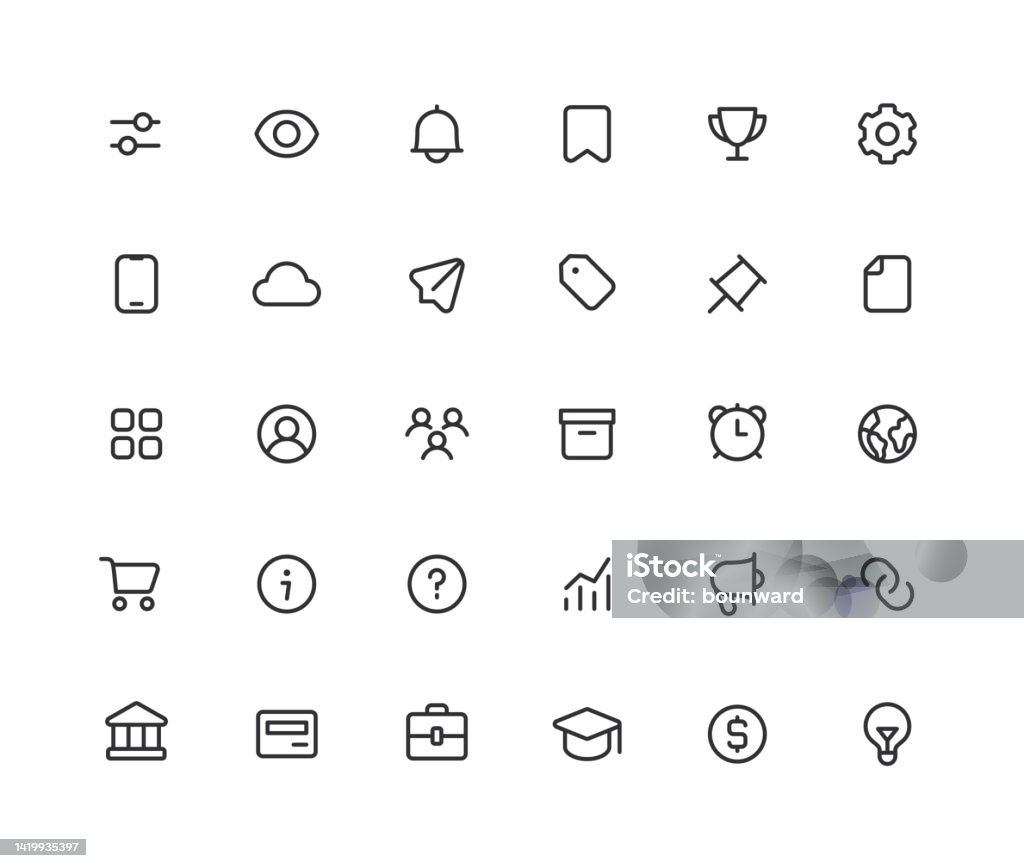 Part 3 Of 4 User Interface Line Icons Editable Stroke Stock