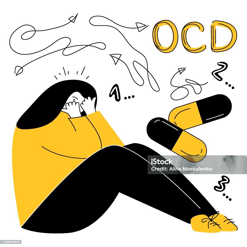 Women Has Syndrome Obsessive Compulsive Disorder And Intrusive Thoughts For Counting Vector