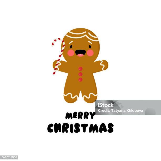 Kartu Ucapan Dengan Roti Jahe Natal Kartun Ilustrasi Vektor Latar