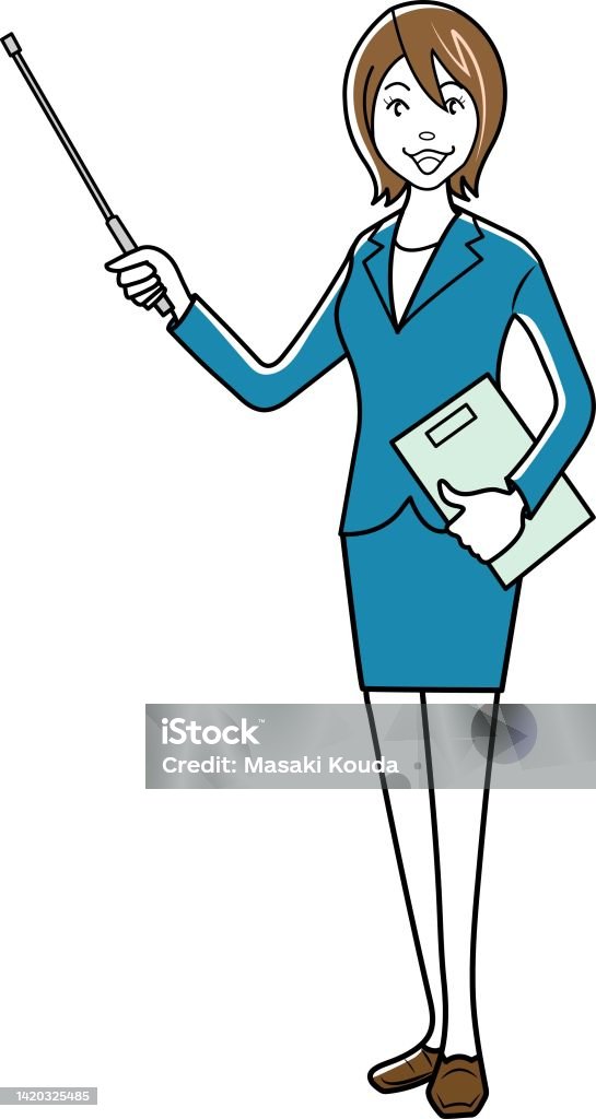 Ilustración de Mujer De Negocios Dando Una Presentación Con Un Palo De ... Ilustración de Mujer De Negocios Dando Una Presentación Con Un Palo De ...