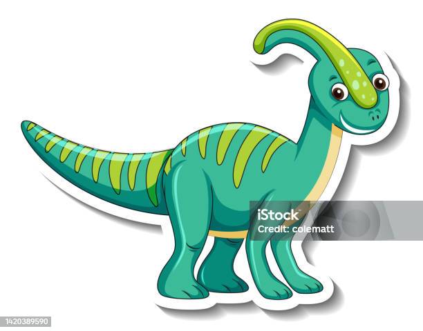Un Modèle Dautocollant Avec Un Personnage De Dessin Animé De Dinosaure