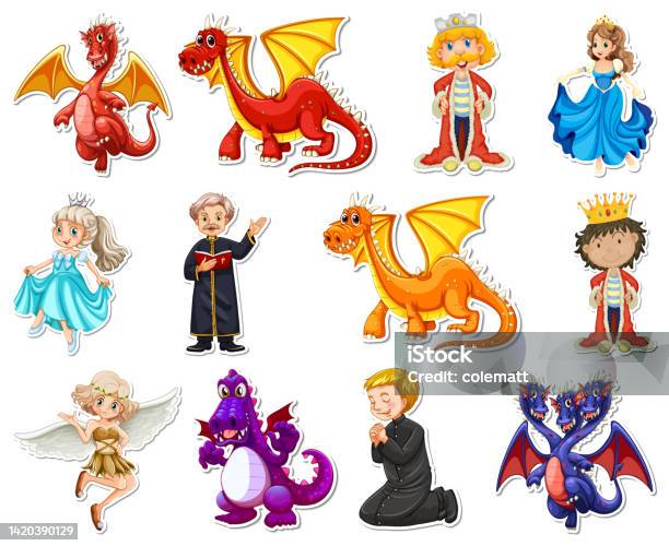 Ensemble Dautocollants Avec Différents Personnages De Dessins Animés De
