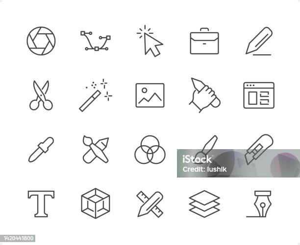 Ilustración De Conjunto De Iconos De Diseño Gráfico Peso De Trazo