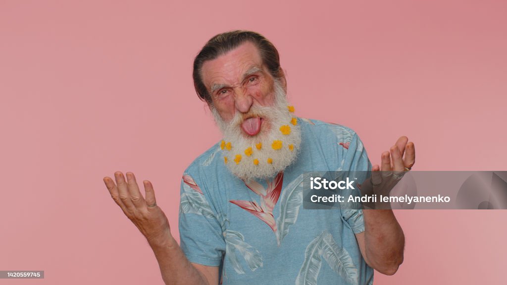 Funny Joyful Man Making Playful Silly Facial Expressions Grimacing