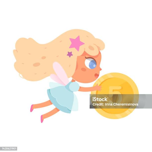 Personnage De Fée Des Dents Volant Avec Une Pièce Dor Belle Marraine ... Personnage De Fée Des Dents Volant Avec Une Pièce Dor Belle Marraine ...