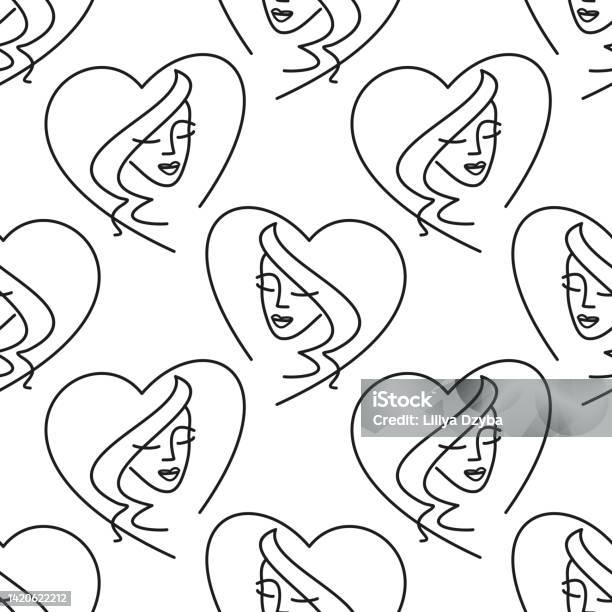Logo Del Viso Della Ragazza Su Sfondo Bianco Viso Femminile Nel Cuore