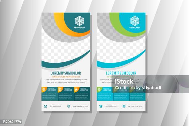 Desain Modern Abstrak Dari Templat Dudukan Spanduk Gulung Dalam Tata