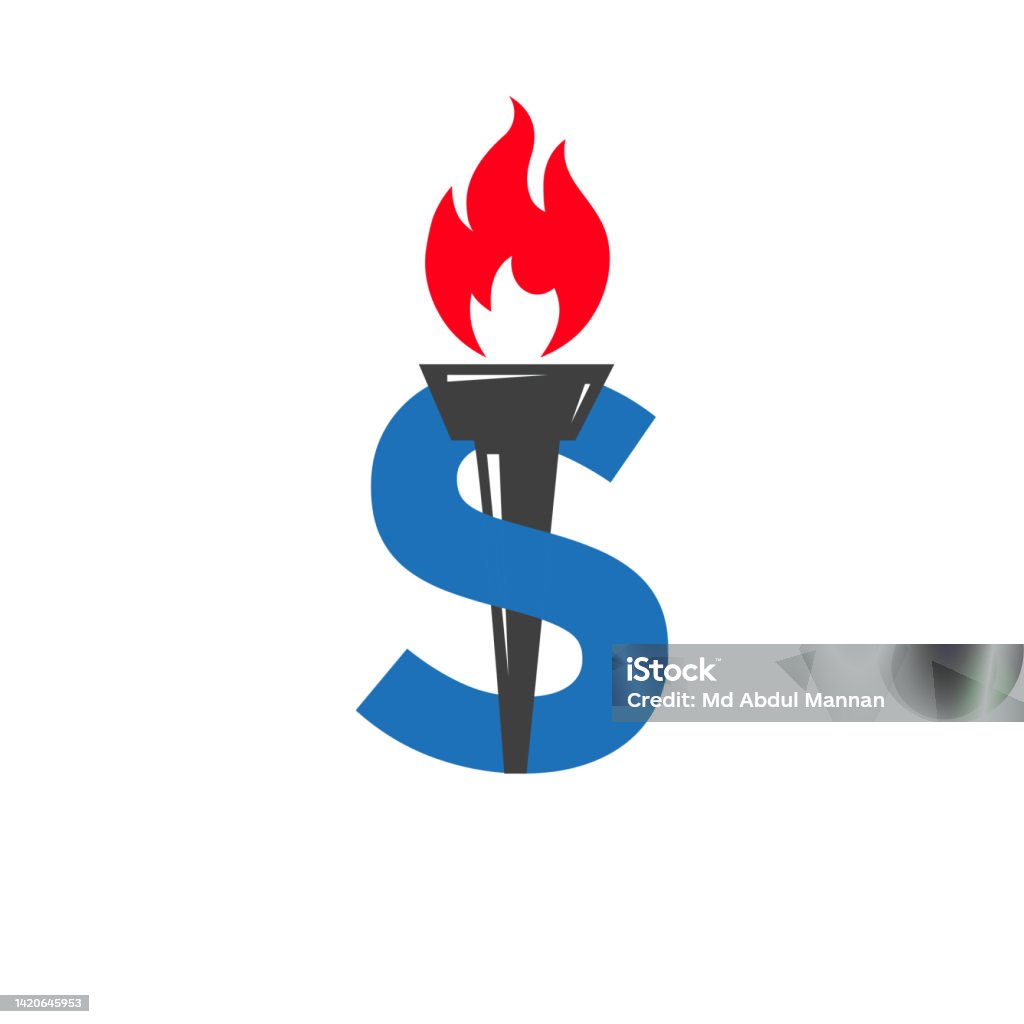 Lettre Initiale S Concept De Torche De Feu Avec Symbole Vectoriel