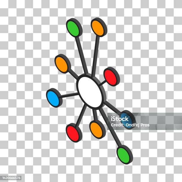 Icône De Réseau Isométrique Hub Symbole Vectoriel De Structure De