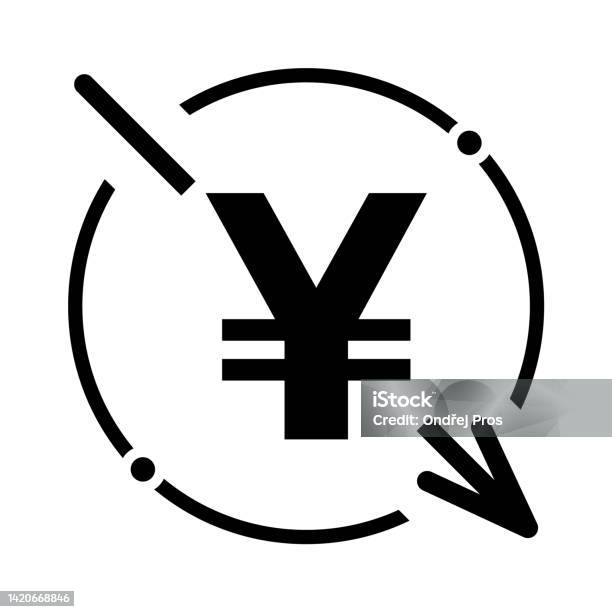 Réduction Des Coûts Icône De Diminution Du Yuan Image De Symbole