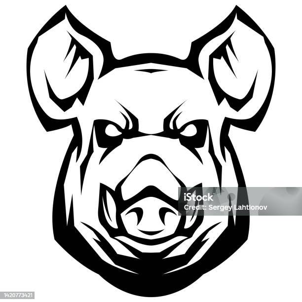 Mascotte De Tête De Cochon Logo Porcin En Colère Illustration