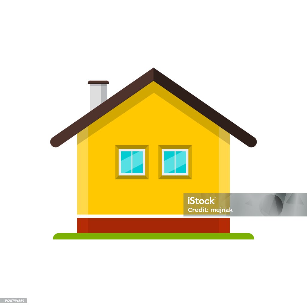 Ikon Rumah Simbol Eksterior Rumah Keluarga Vektor Yang Diisolasi Dengan Latar Belakang Putih