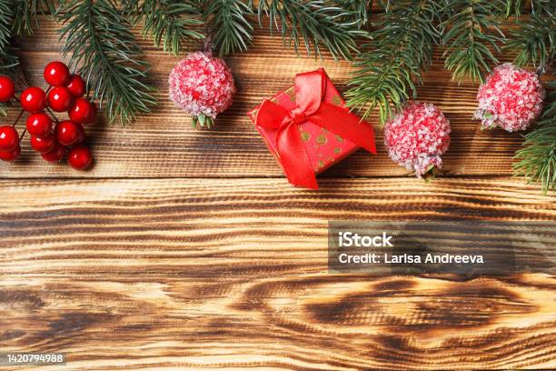 Latar Belakang Kayu Natal Dari Cabang Dan Mainan Cemara Ruang Salin