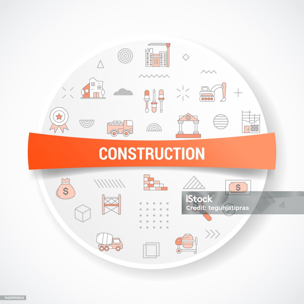 Concept De Construction Avec Concept Dicône Avec Forme Ronde Ou