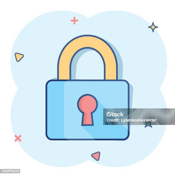 Icône De Cadenas De Dessin Animé Vectoriel Dans Le Style De La Bande