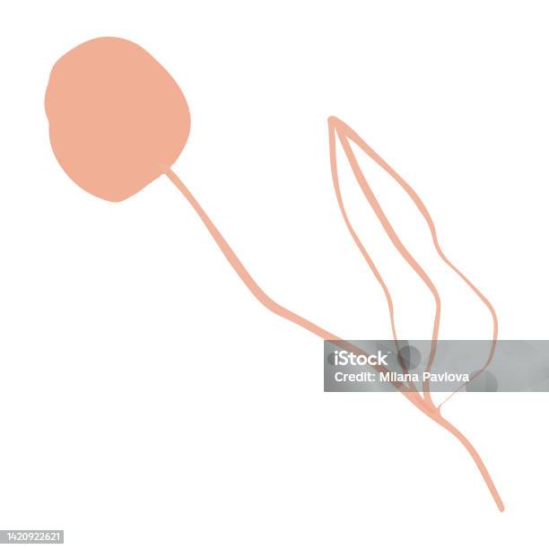 Dessin Abstrait Vectoriel Dune Brindille Beige Avec Une Baie Et Une