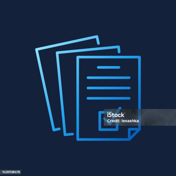 Icône De Ligne Bleue Vectorielle De Document Ou De Rapport Dentreprise