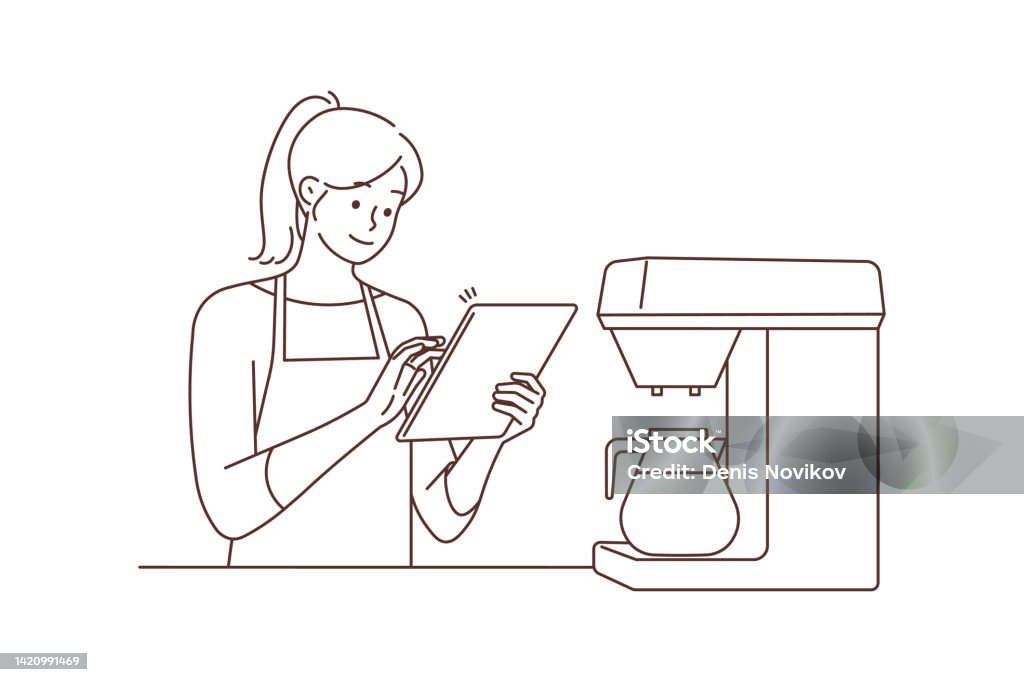 Pelayan Wanita Bekerja Di Atas Meja Di Kafe Ilustrasi Stok - Unduh ... Pelayan Wanita Bekerja Di Atas Meja Di Kafe Ilustrasi Stok - Unduh ...