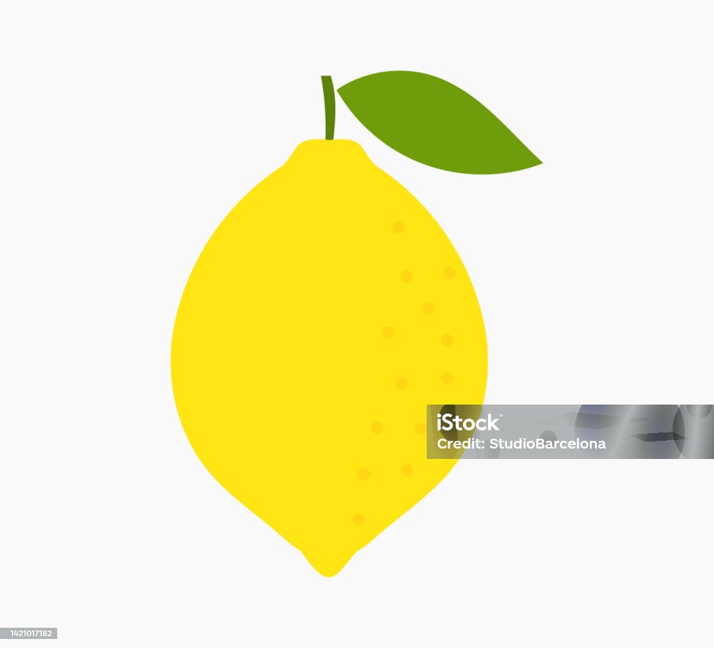 Buah Lemon Kuning Dengan Ikon Daun Ilustrasi Stok Unduh Gambar Sekarang Alam Buah Buah