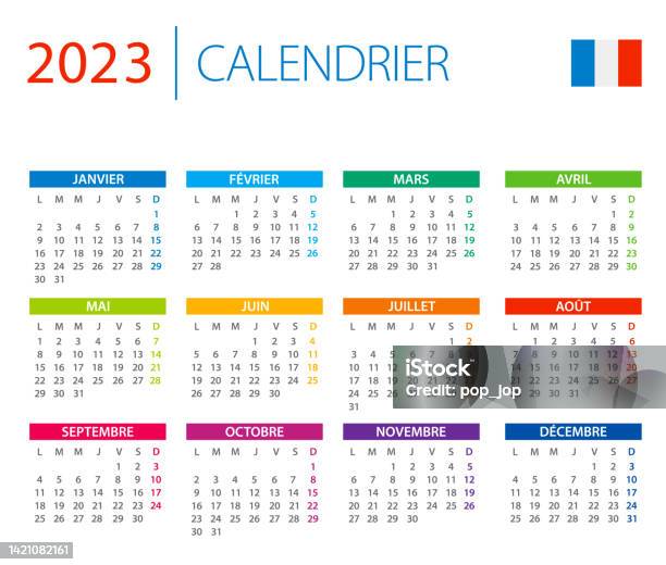 Ilustración de Calendario 2023 Francia Ilustración Vectorial En Color ... Ilustración de Calendario 2023 Francia Ilustración Vectorial En Color ...