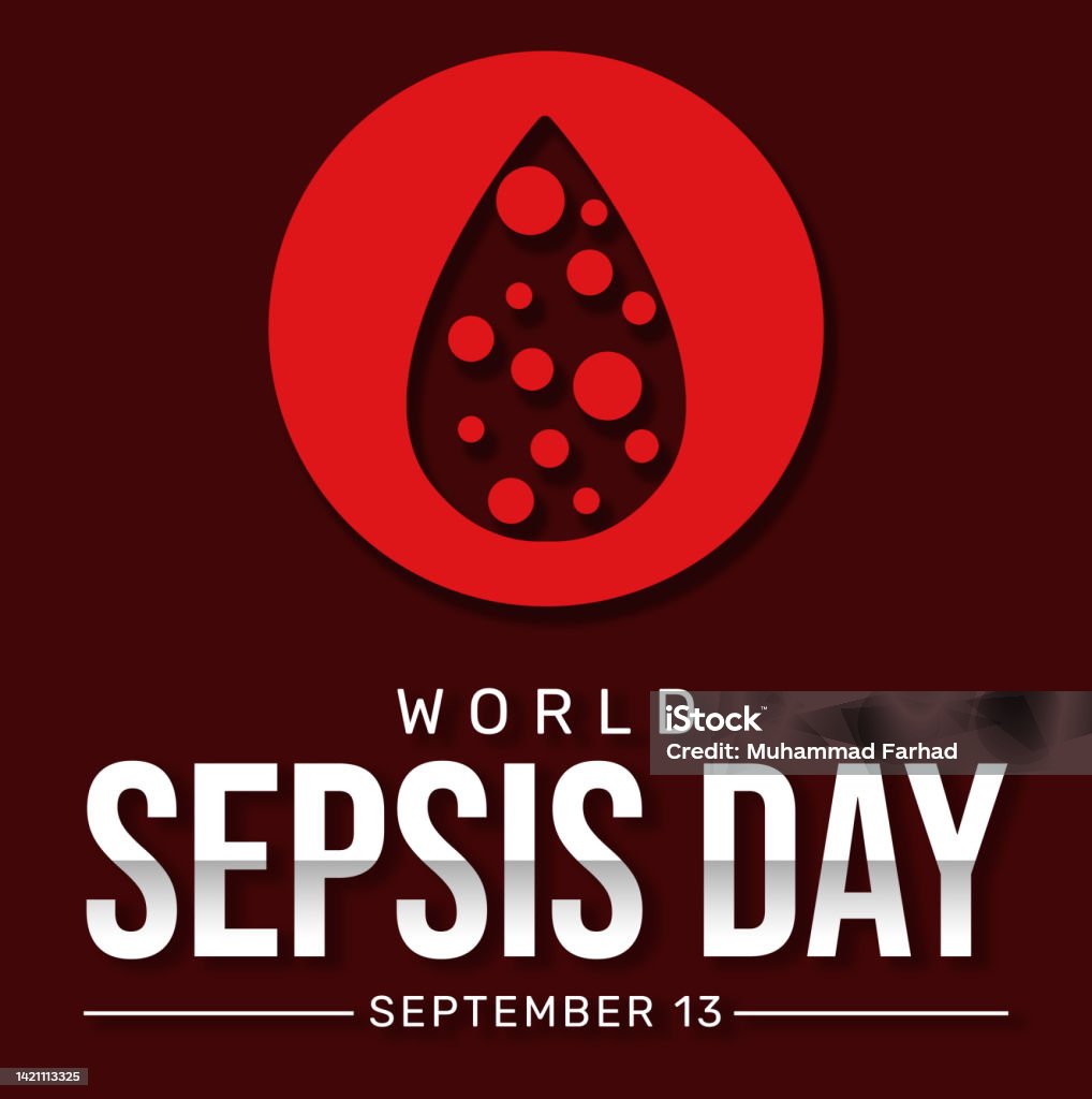 World Sepsis Day Red Background With Drop Sign And Typography Sepsis