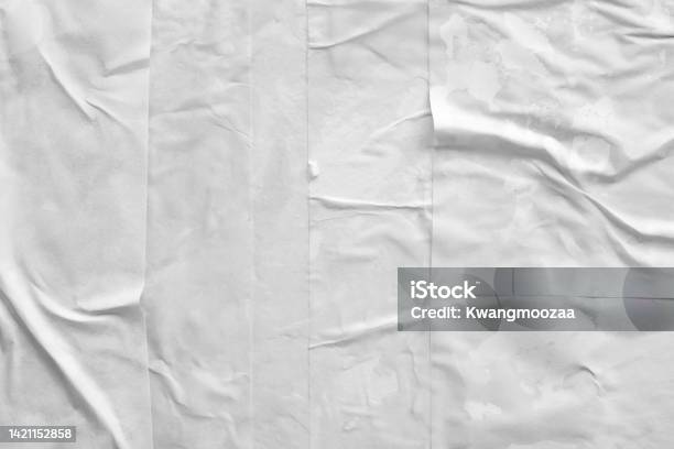 Latar Belakang Tekstur Poster Kertas Kusut Dan Kusut Putih Foto Stok