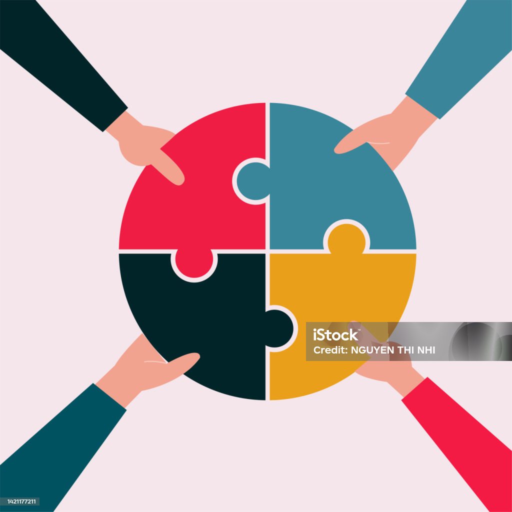 Puzzle Pieces Coming Together Isolated Stock Illustration Download