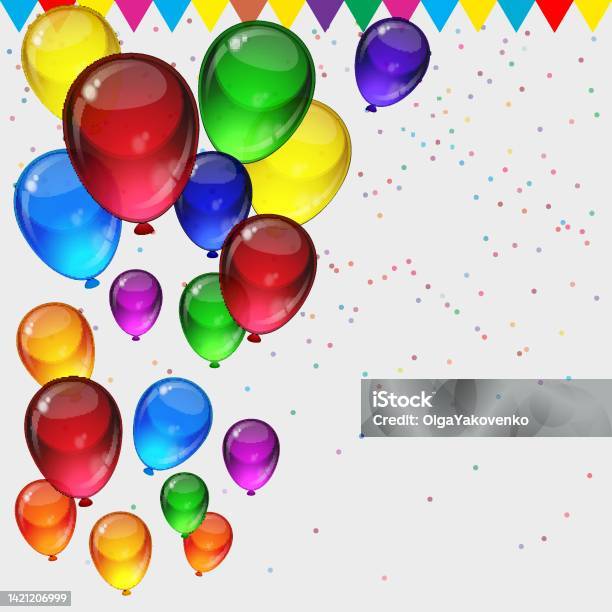 Birthday Party Vector Background Colorful Festive Balloons Confetti