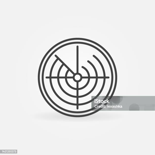 Vector Radar Display Concept De Ligne Mince Icône Ronde Vecteurs Libres