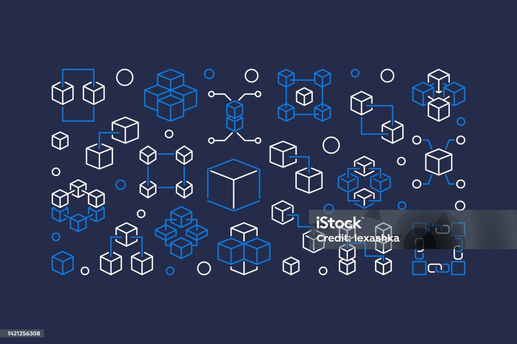Blockchain Technology Concept Blue Outline Vector Banner Stock ... Blockchain Technology Concept Blue Outline Vector Banner Stock ...