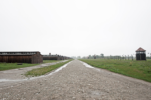 Bleak Landscape Of Prison Huts Auschwitzbirkenau Krakow Poland Stock ... Bleak Landscape Of Prison Huts Auschwitzbirkenau Krakow Poland Stock ...