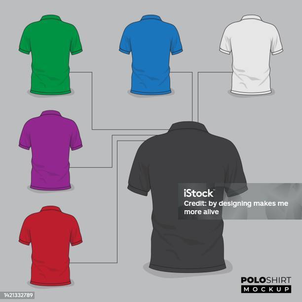 Tampilan Desain Mockup Kaos Polo Dari Belakang Untuk Desain Produk