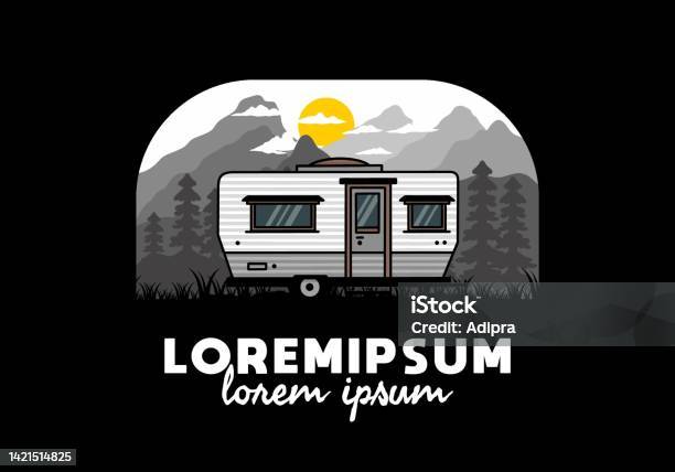 Teardrop Van Camper Illustration Abzeichen Design Stock Vektor Art und ... Teardrop Van Camper Illustration Abzeichen Design Stock Vektor Art und ...
