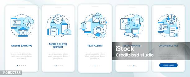 Digitization Banking Blue Onboarding Mobile App Screen Stock Illustration Download Image Now