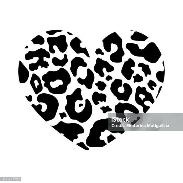 Ilustración De Forma De Corazón Con Textura De Estampado Leopard