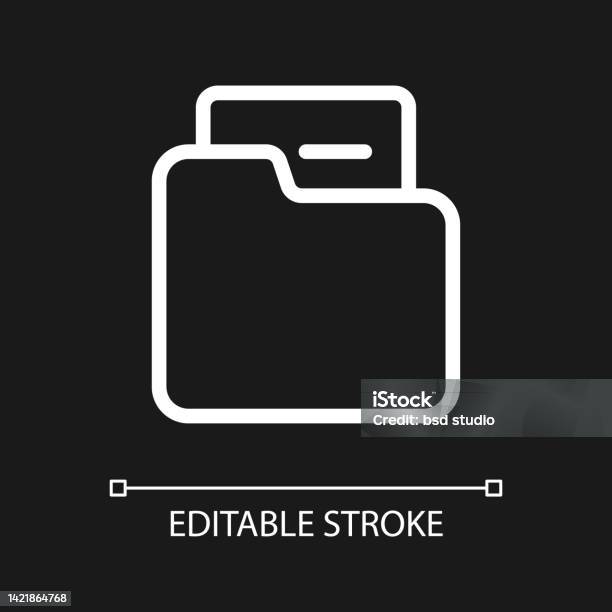 Folder Pixel Perfect White Linear Ui Icon For Dark Theme Stock