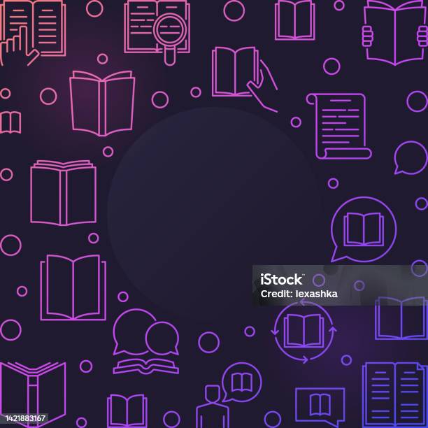 Books Vector Linear Colored Frame Education Illustration Stock