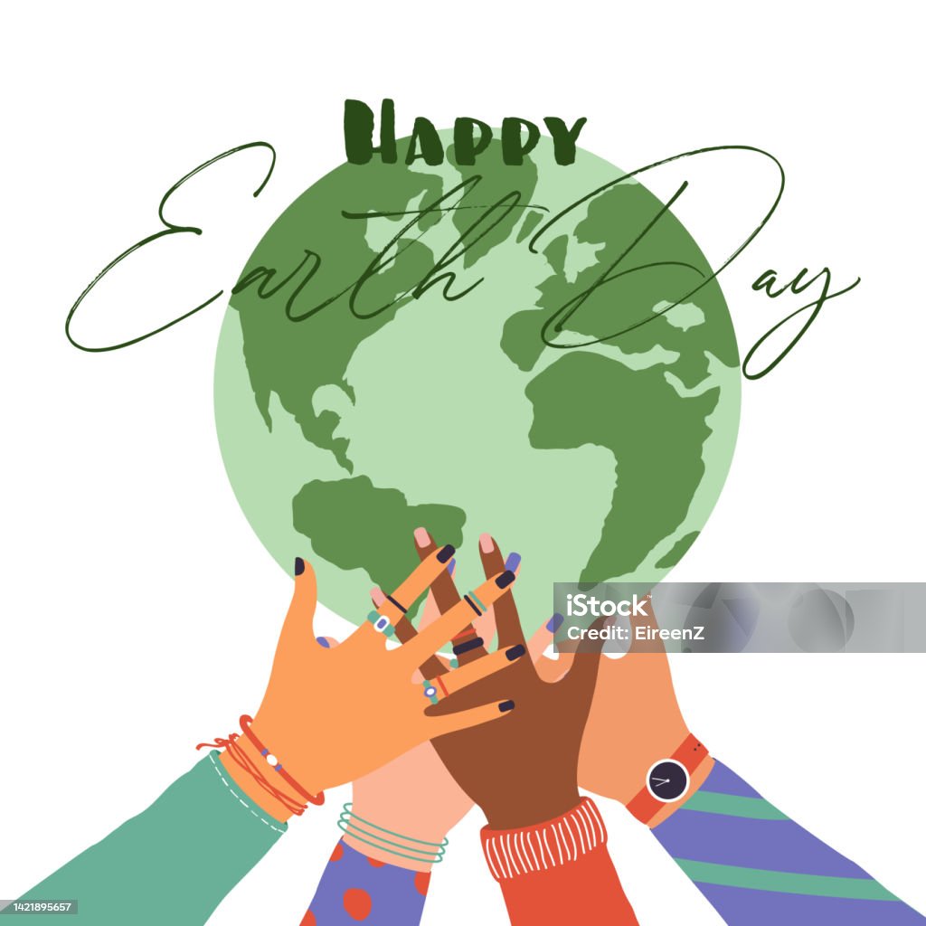 Vetores De Ilustração Vetorial De Mãos Humanas Segurando O Globo Da Terra Conceito Do Dia