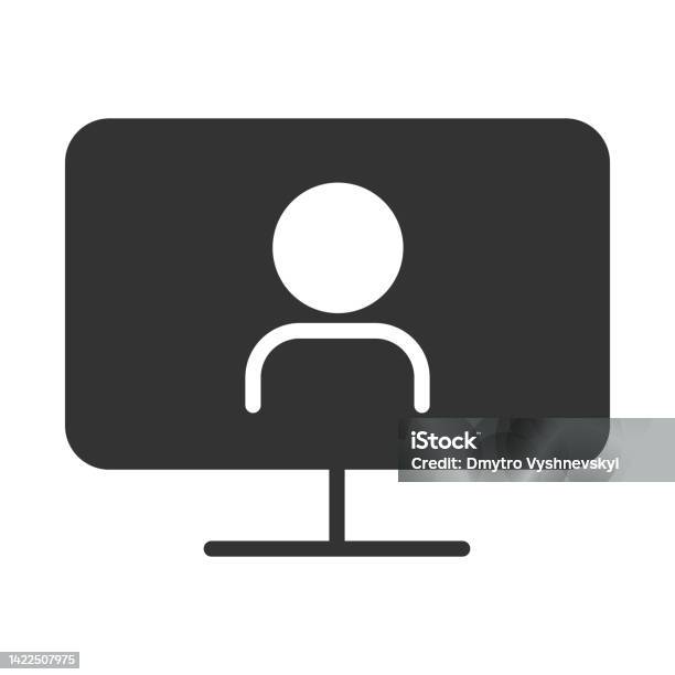 Icône De Glyphe Vectoriel De Vidéoconférence Isolée Sur Fond Blanc