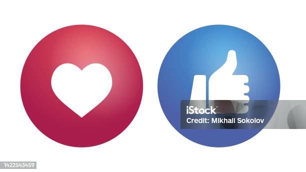 Pouce Levé Et Cœur Des Médias Sociaux Comme Icône Vecteurs Libres De